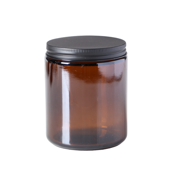 Matt Black Aluminium Lid 250ml Glass Jar - Aussie Candle Supplies