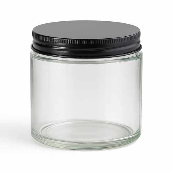 400ml Clear Jar & Matt Black Lid - Aussie Candle Supplies